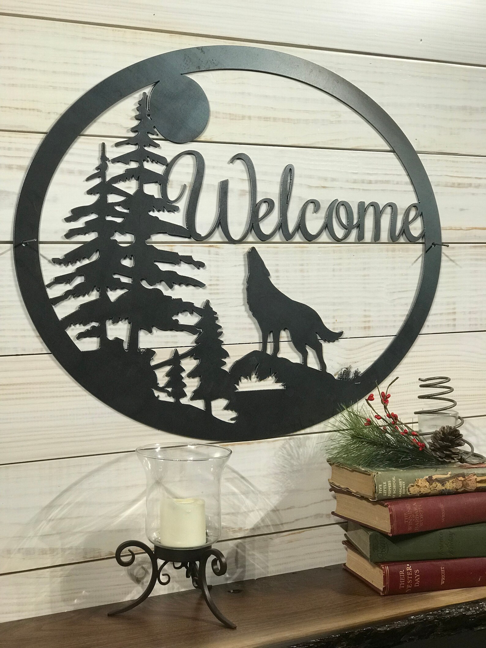 Large Metal Wolf Howling Welcome Sign 20 Inch Rustic Metal - Etsy