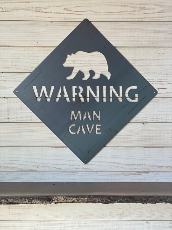 Metal Bear Man Cave Sign Gift for Him Rustic Man Cave | Etsy
