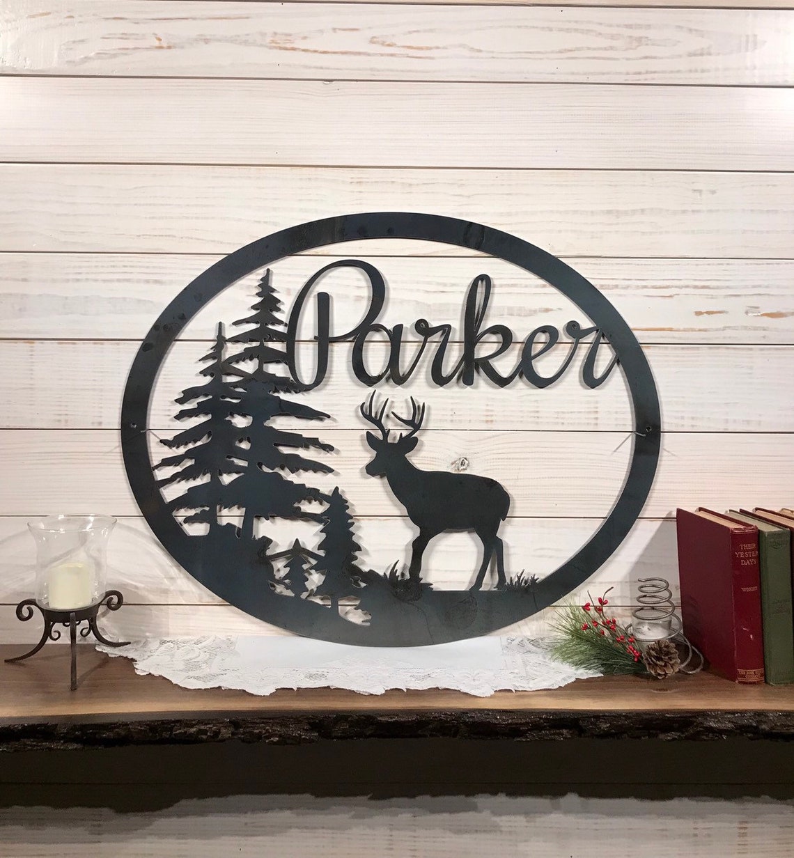 Last Name Signs Custom Metal Sign Deer Wall Art Christmas | Etsy