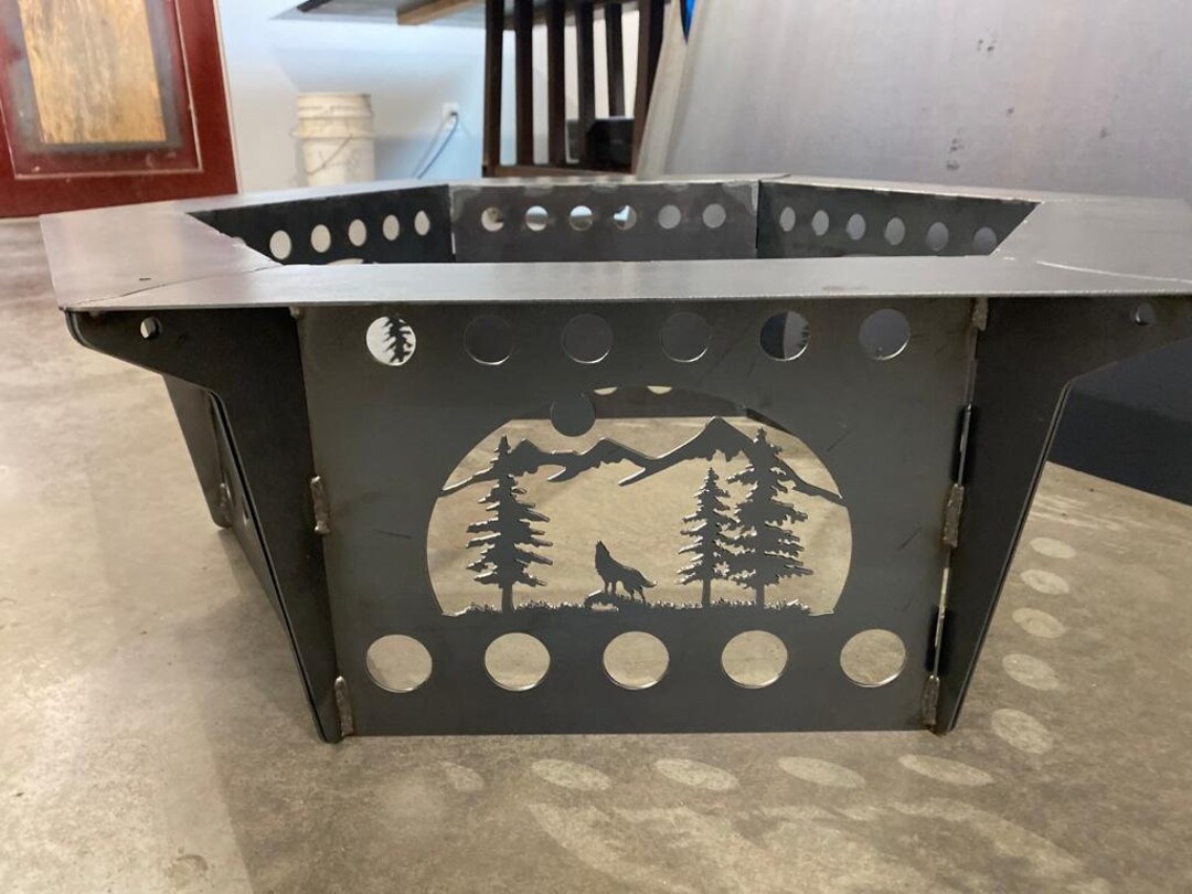 Howling Wolf Steel Fire Pit: Portable Outdoor Firepit - Etsy