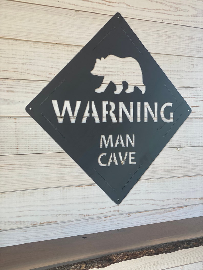 Metal Bear Man Cave Sign Gift for Him Rustic Man Cave | Etsy