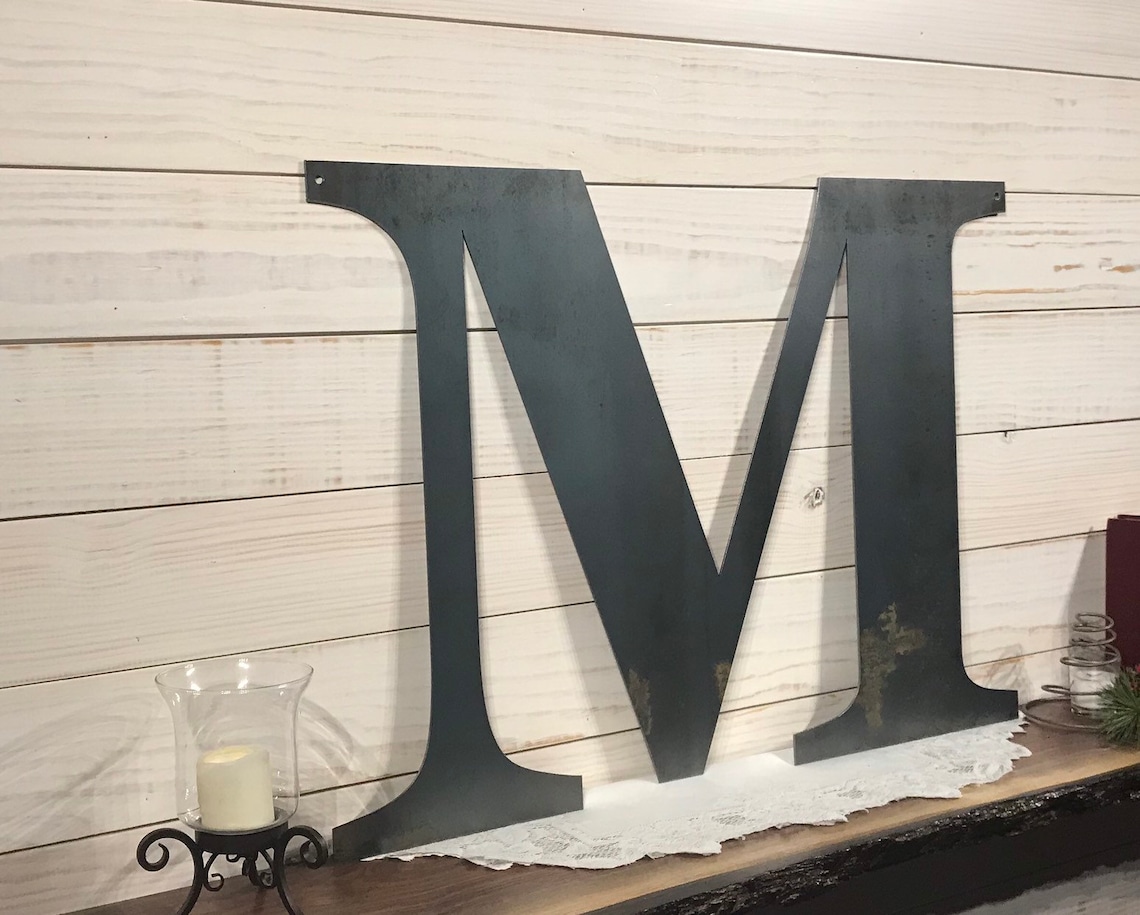 Large Metal Letter M Rustic Metal Sign Metal Wall Art | Etsy