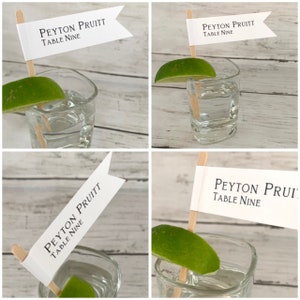 Wedding Place Tags, Guest Escort Favors Custom Toothpick Tags for ...