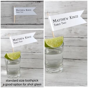 Wedding Place Tags, Guest Escort Favors Custom Toothpick Tags for ...