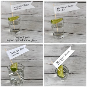 Wedding Place Tags, Guest Escort Favors Custom Toothpick Tags for ...