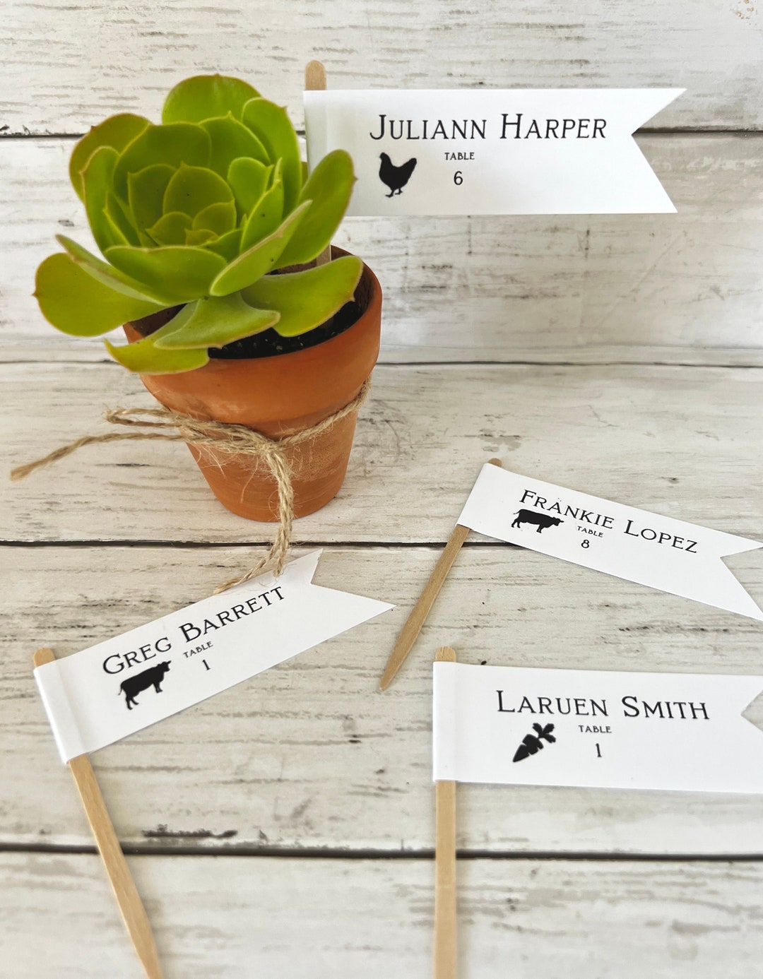 Custom Wedding Place Cards With Meal Icon Seating Tags for Wedding ...