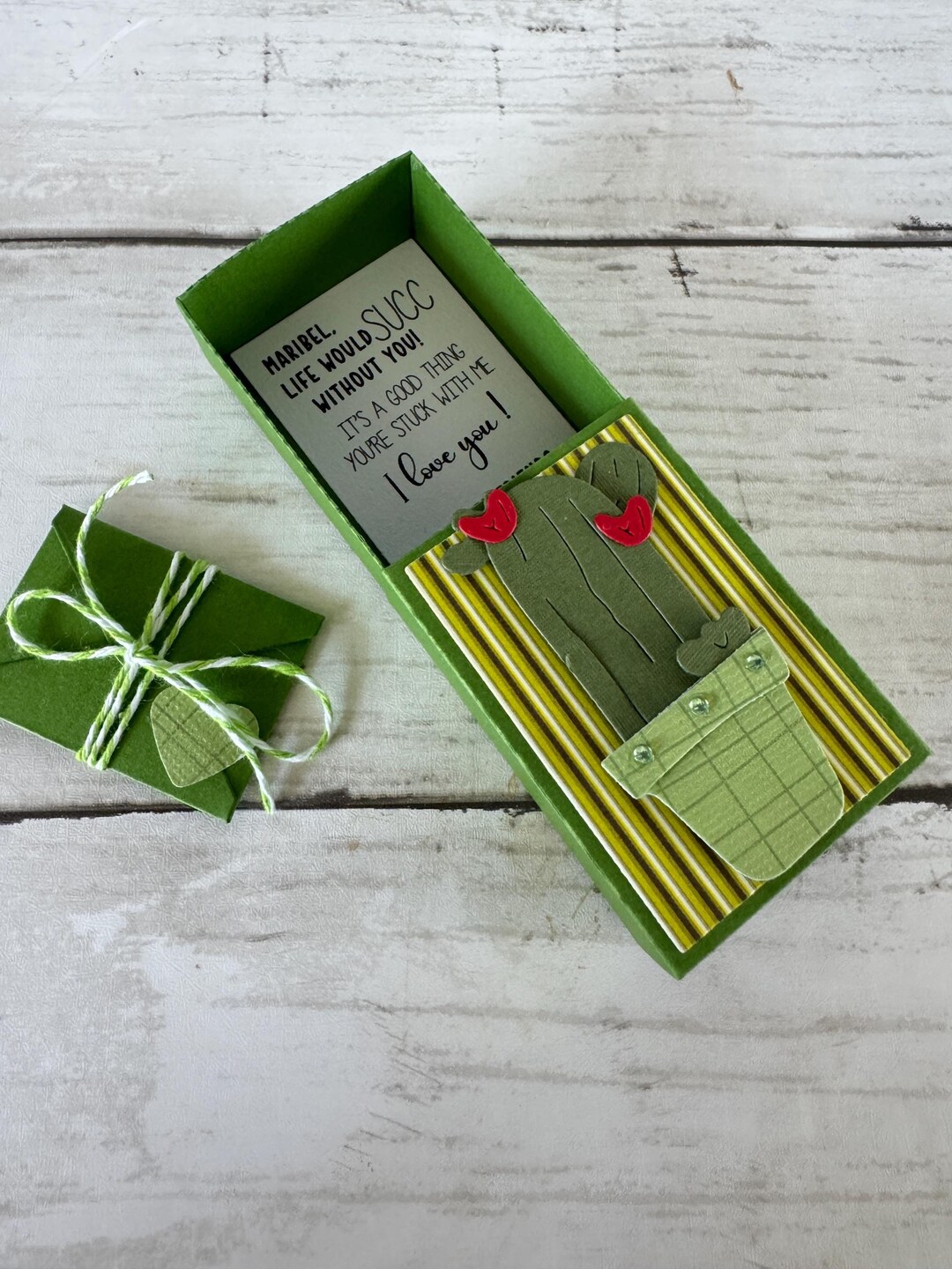 Matchbox Card Cactus, Girlfriend / Boyfriend Cute Love Card ...