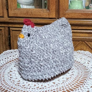 Crochet Chicken Tea Cosy: Gray Nesting Hen Teapot Cover - Etsy