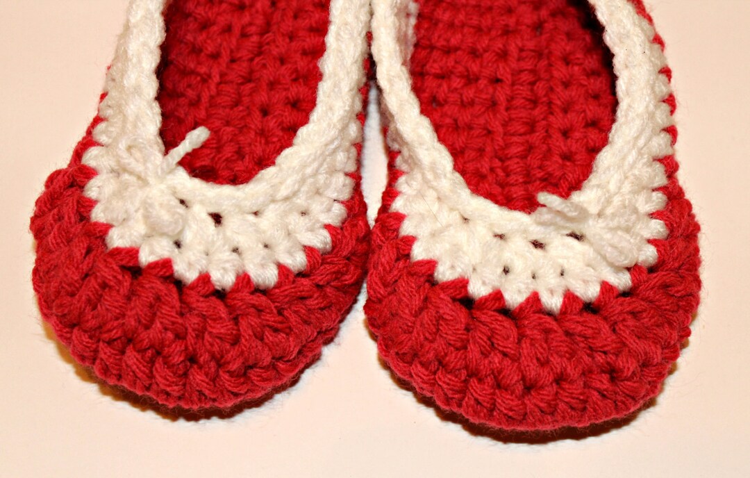 Womens Crochet Slippers Hot Pink and Whitge Size Small 5 6 - Etsy