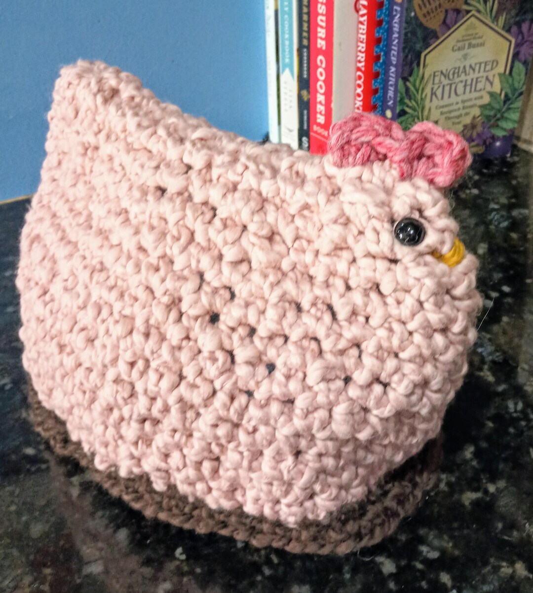 Pink Chicken Tea Cosy for Cottagecore Kitchen, Handmade Crochet Tea ...