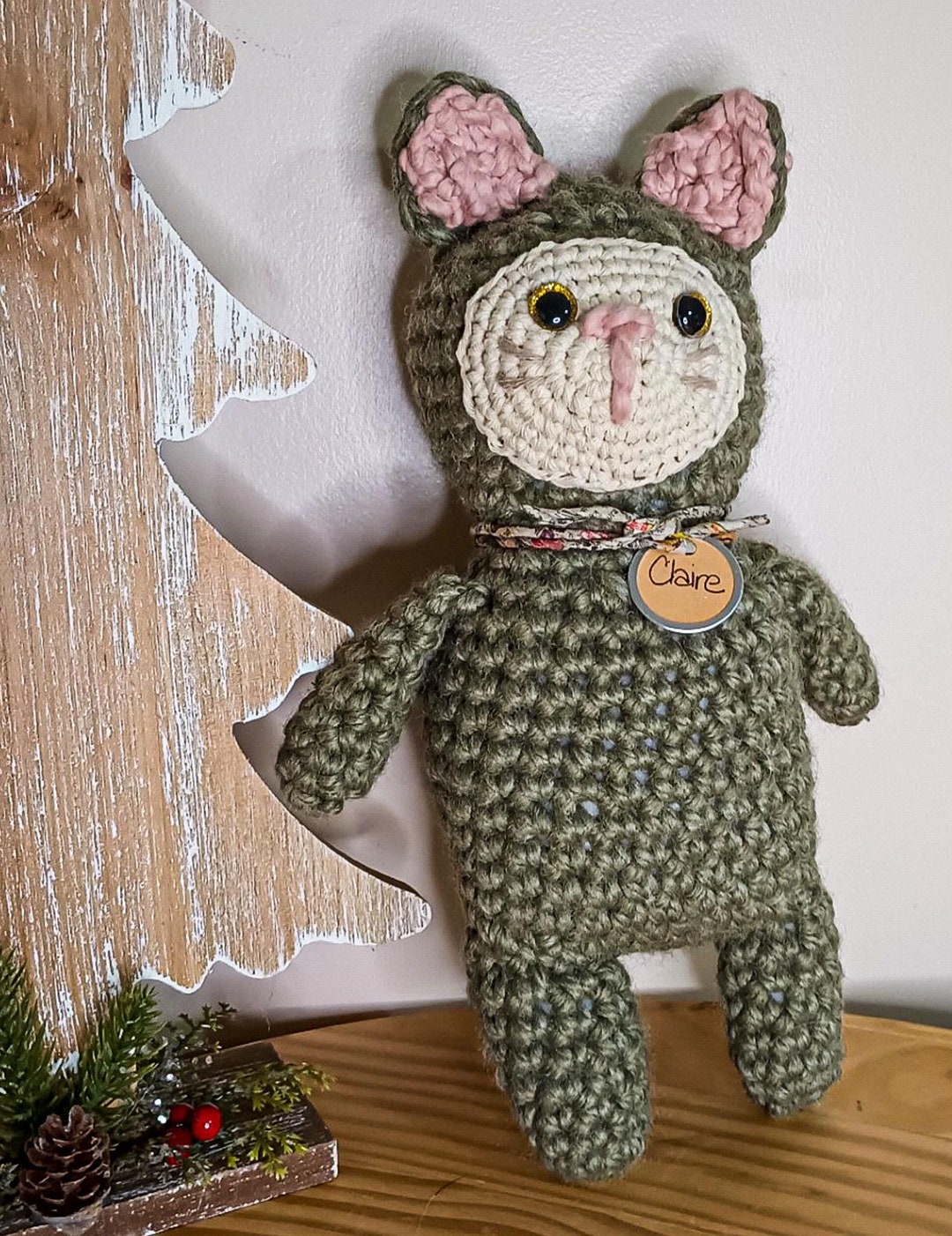 Claire the Cat - Amigurumi Plush Crochet Green Kitty, One of a Kind ...