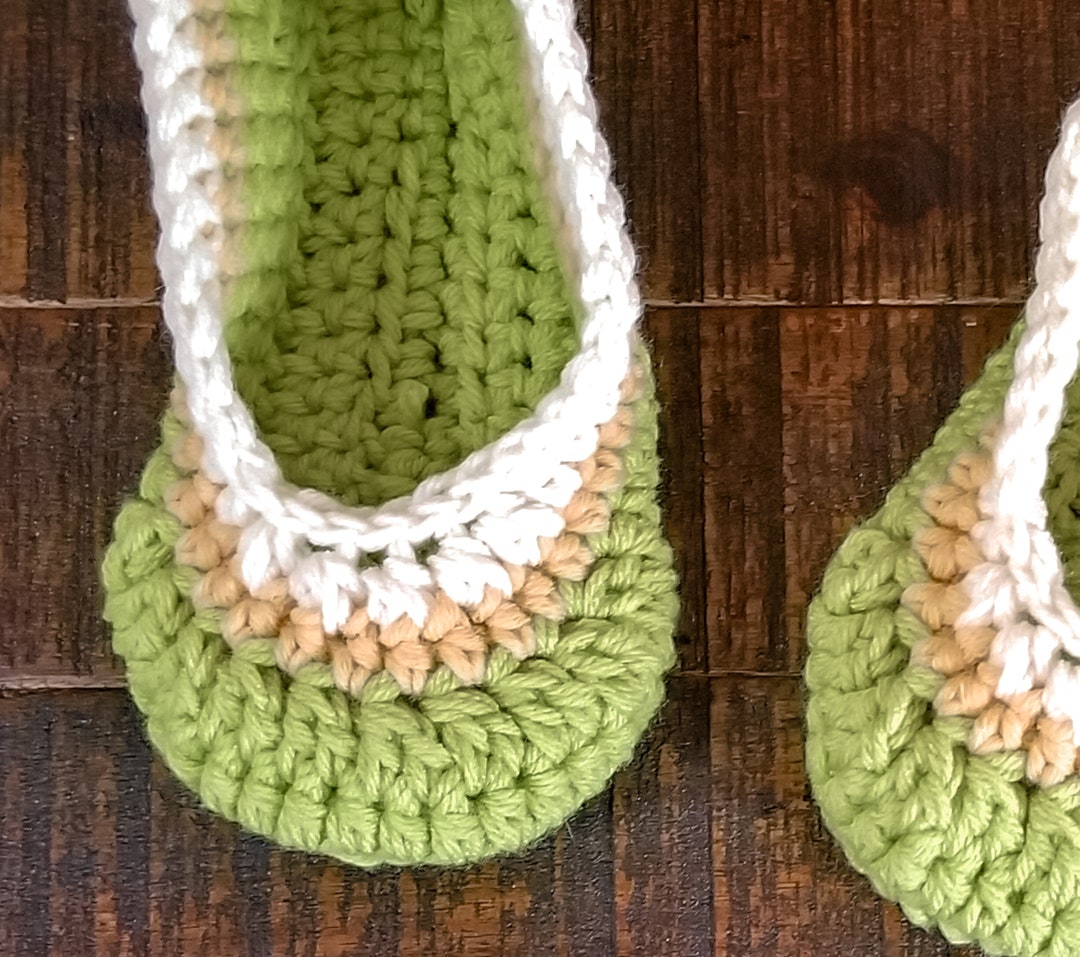Lime Green Striped Handmade Slippers | Size 7-8 Women's Slippers - Etsy