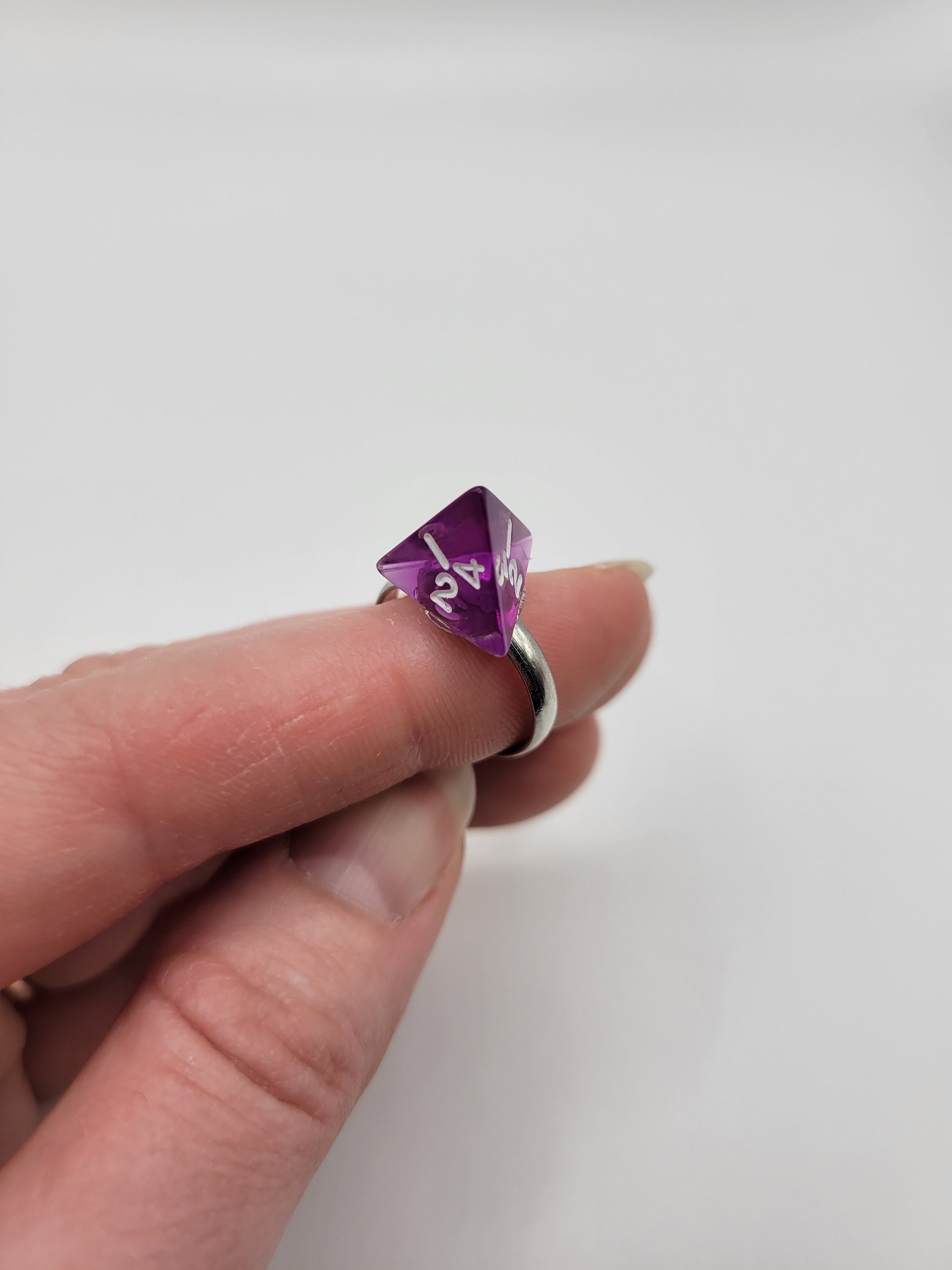 Mini Purple D4 Dice Ring Adjustable Dungeons and Dragons Geek Nerd Larp ...
