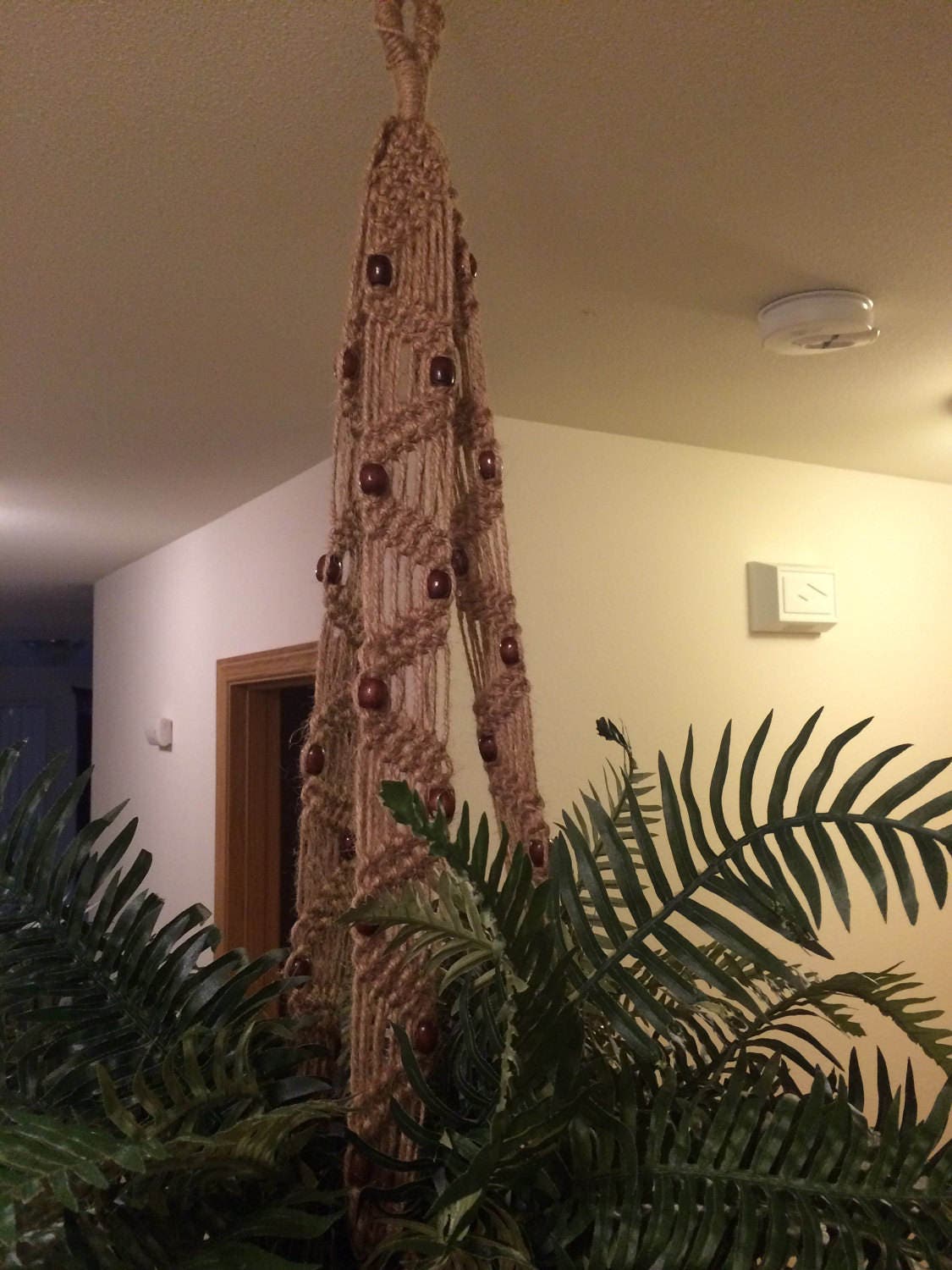 Large, Long Natural Jute Macrame Plant Hangerwith Wooden Beads - Etsy