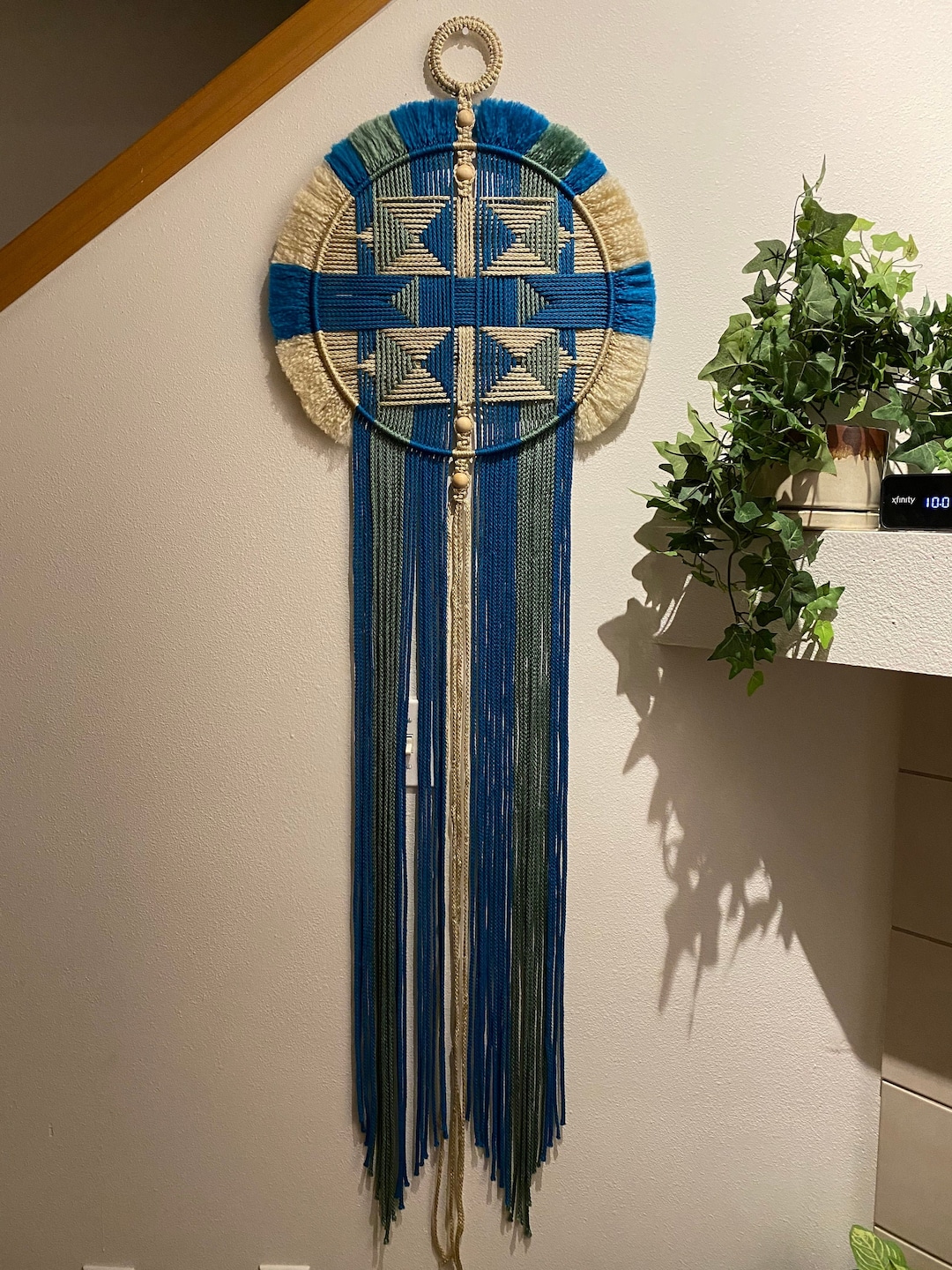 Large, Long, Round, Reversible Macrame Wall Hanging Geometric Design in ...