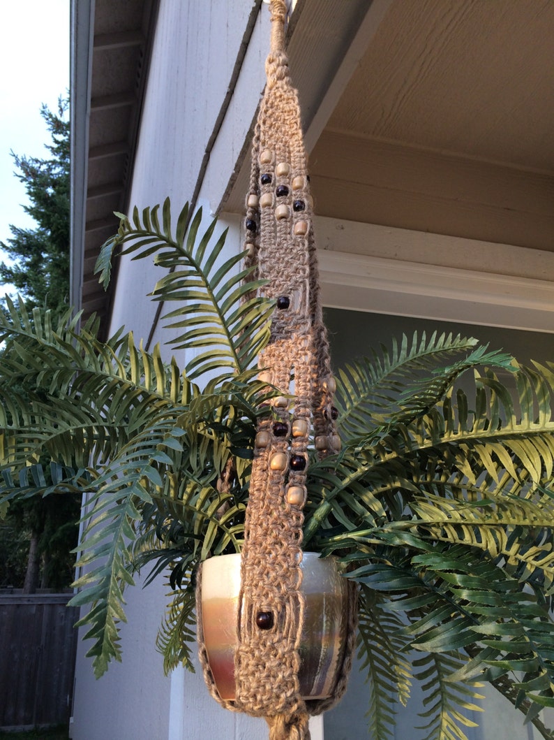 Large Heavy Duty Natural Jute Macrame Hanger with Wooden Beads | Etsy