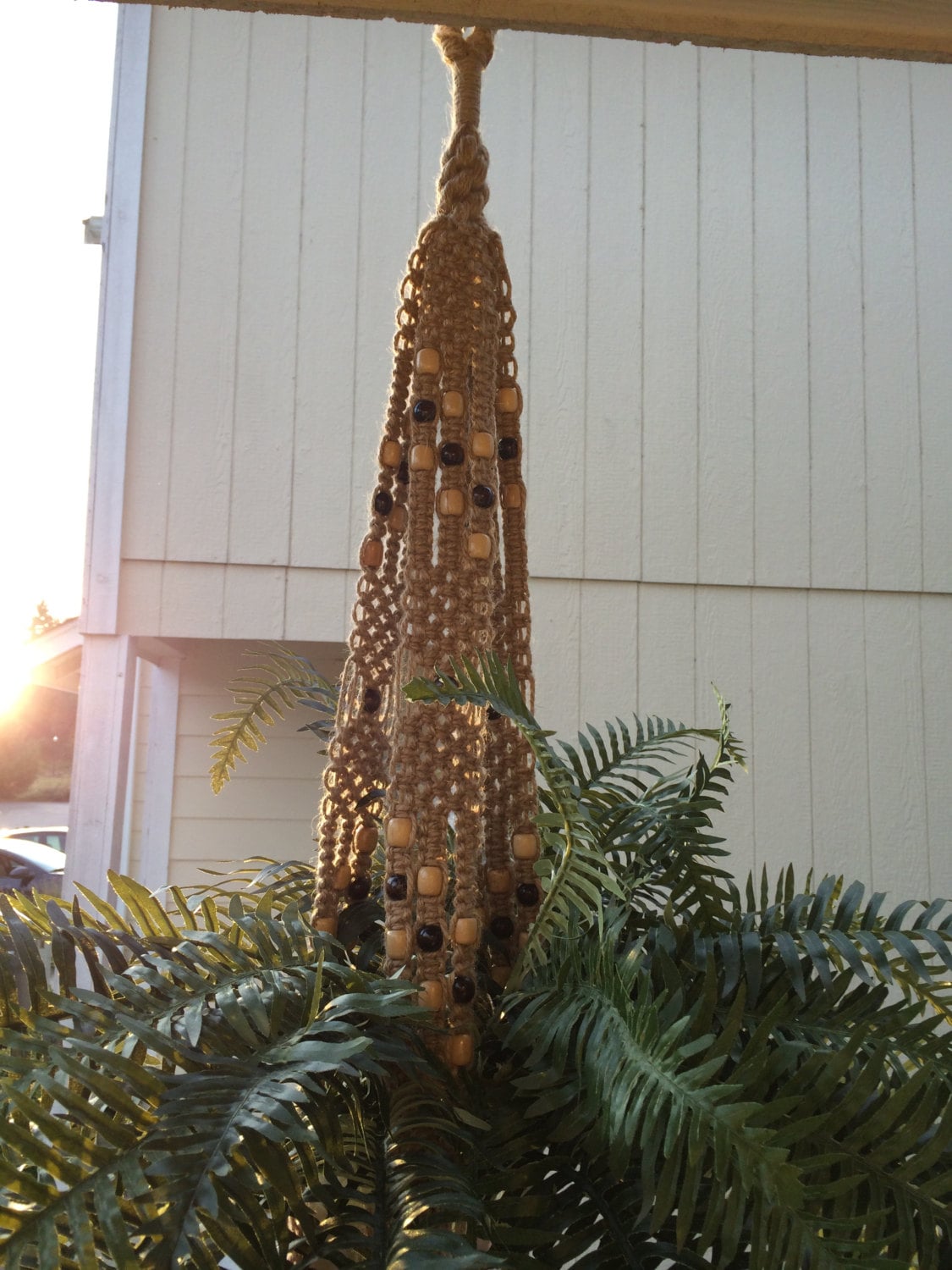 Large Heavy Duty Natural Jute Macrame Hanger with Wooden Beads | Etsy