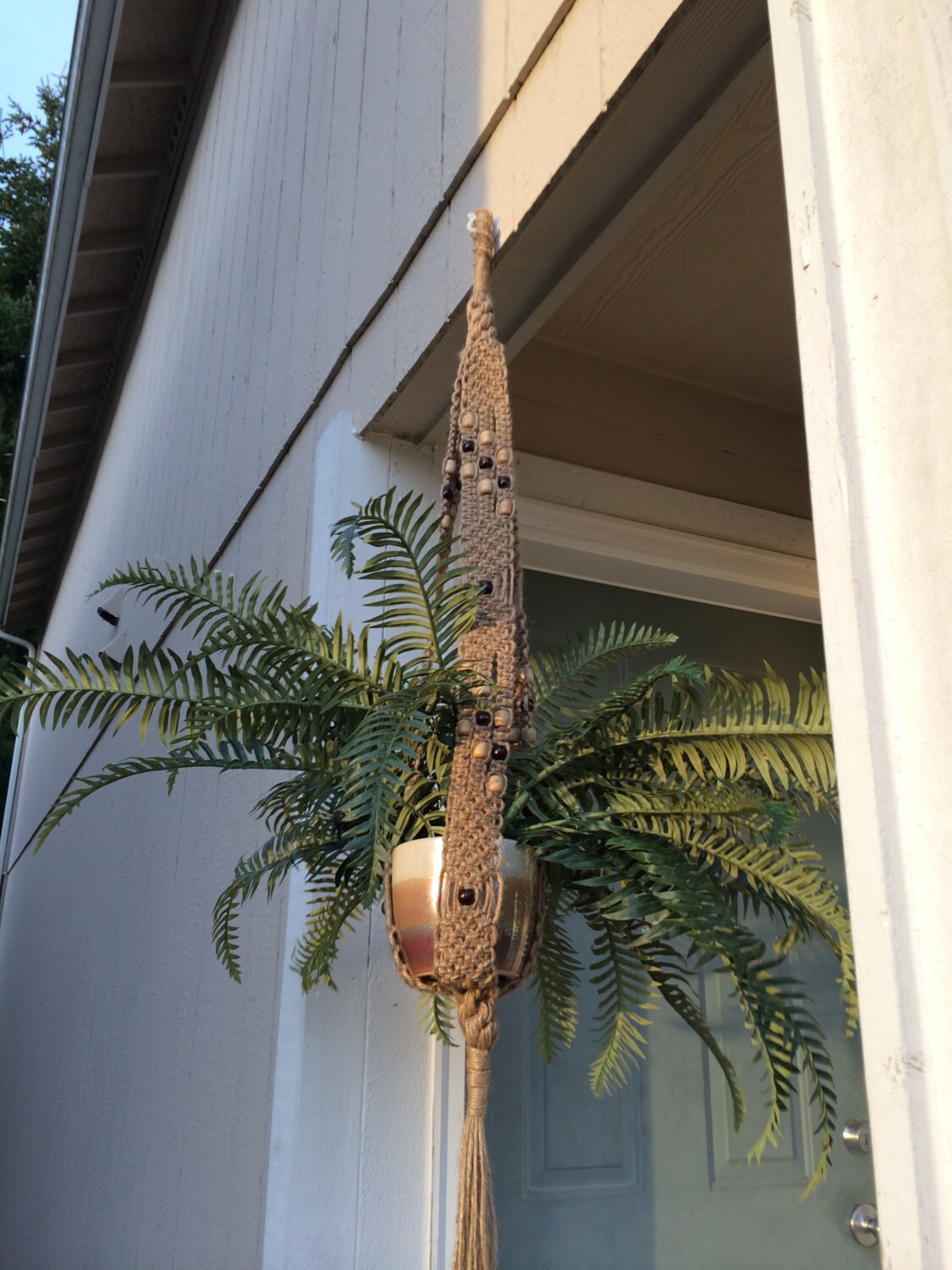 Large Heavy Duty Natural Jute Macrame Hanger With Wooden Beads | Etsy