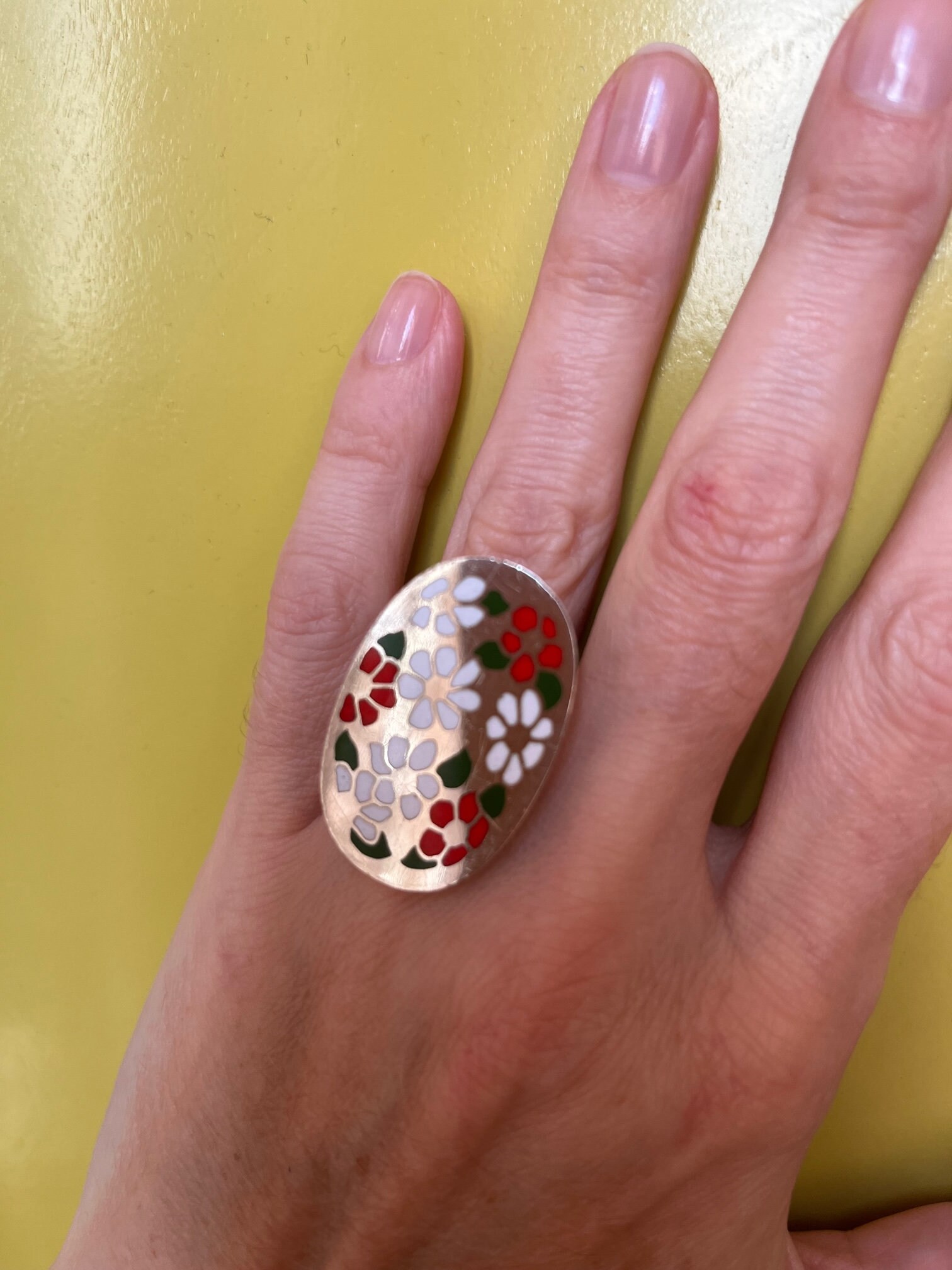 Vintage 1960s Astrid Fog for Georg Jensen Sterling Silver Enamel Ring ...