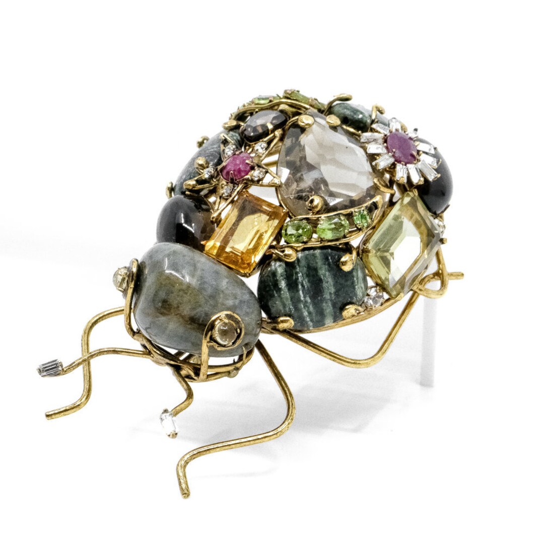 C&D JEWELRY Vintage Custume Large Ant Insect Bug Beetle Gemstome Brooch ...