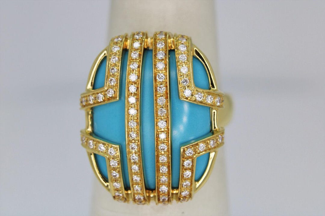 Vintage Di Modolo Italy Favola 18K Yellow Gold, Turquoise & Pave ...