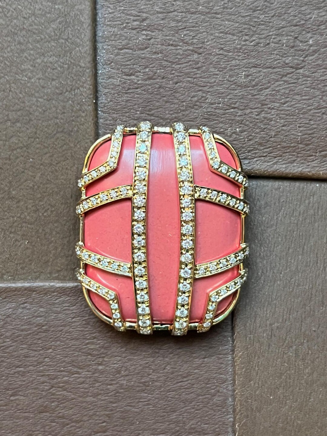 DI MODOLO Italy Favola 18k Yellow Gold, Red Coral & Diamonds Large ...