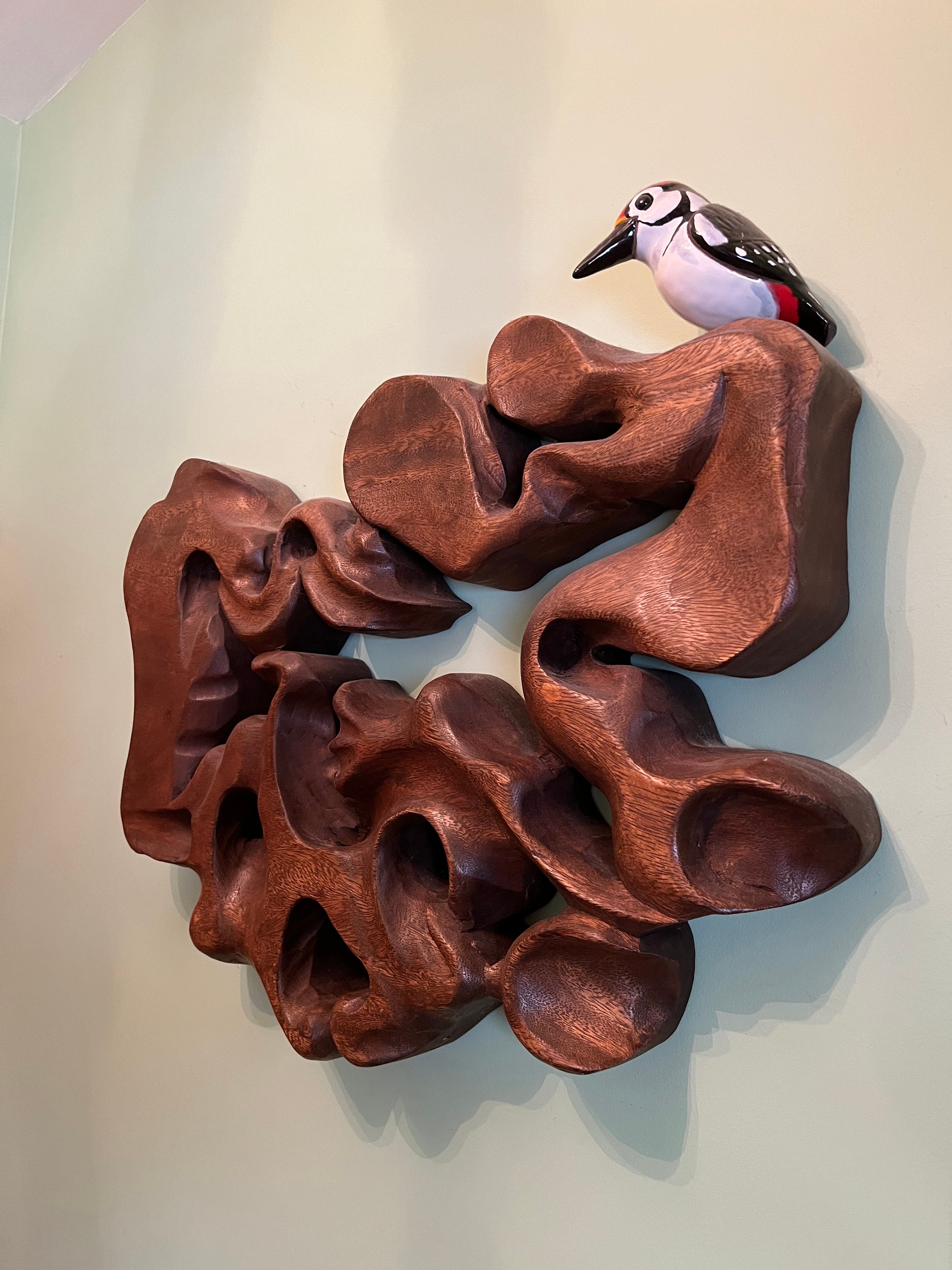 Large Huge 27" Long Wood Carving Wall Décor Hanging Sculpture Ceramic ...