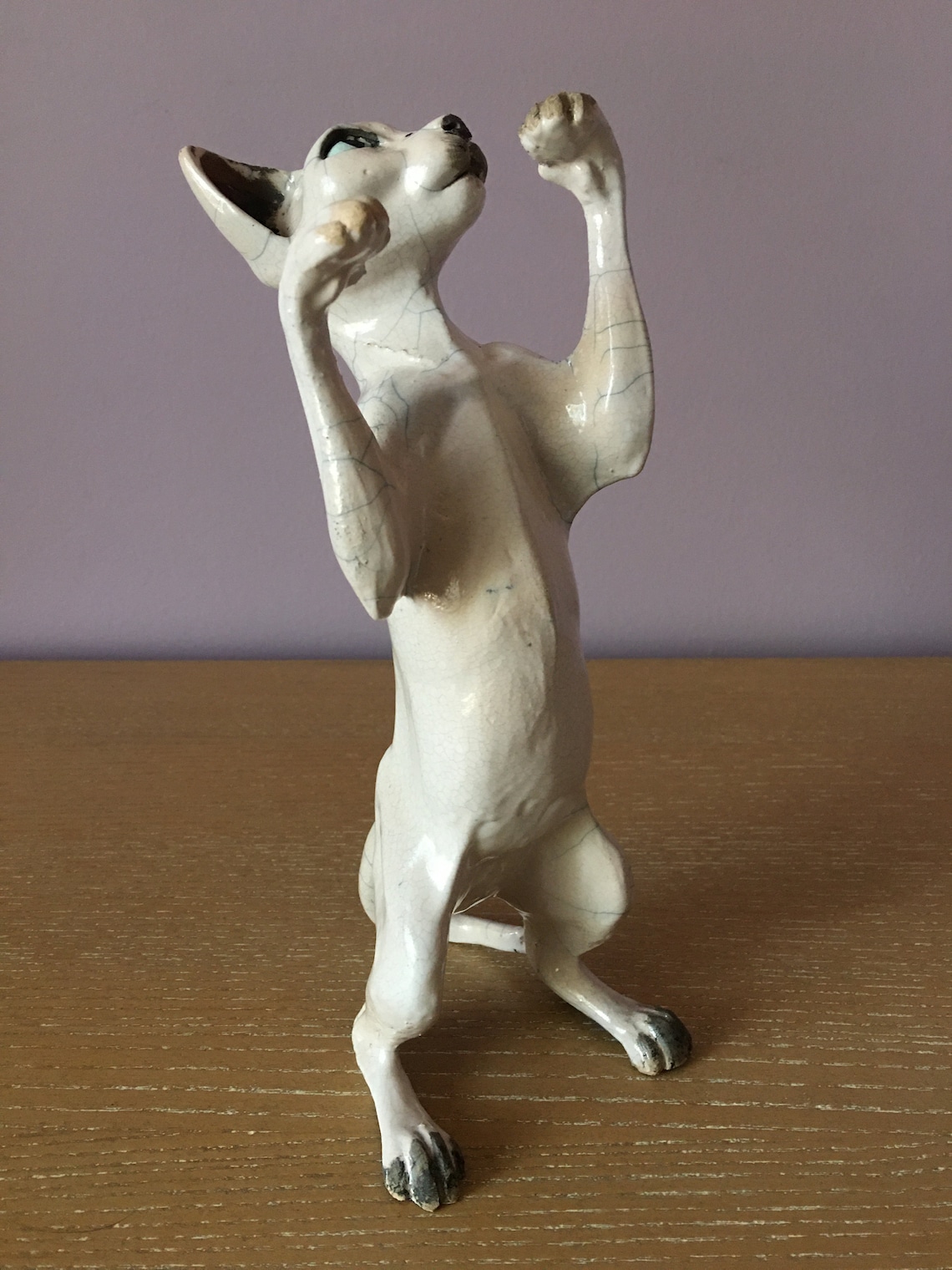 BRIAN ANDREW Studio Art Raku Pottery Ceramic Havana Cat Kitten Playing ...