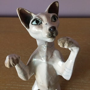 BRIAN ANDREW Studio Art Raku Pottery Ceramic Havana Cat Kitten Playing ...