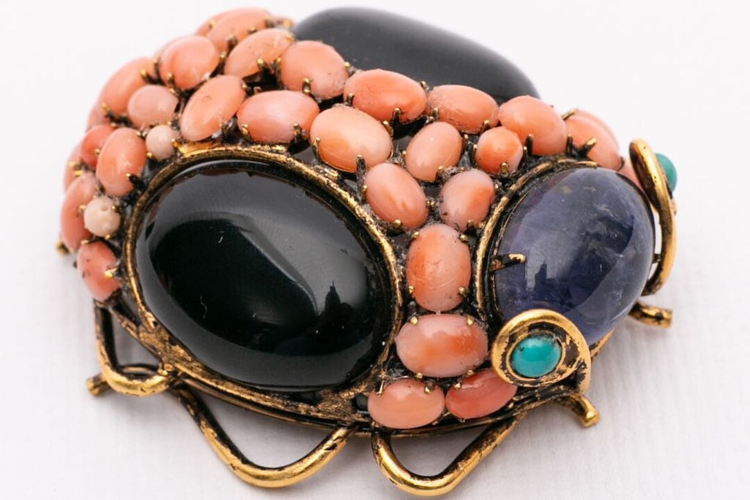 IRADJ MOINI Vintage Costume Jewelry Large Huge Beetle Insect Bug Brooch ...