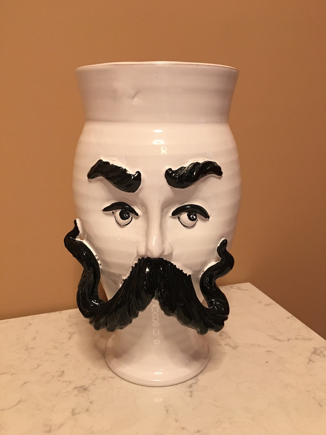 LES OTTOMANS Art Studio Pottery Ceramic Head Face Mustache Moustache ...