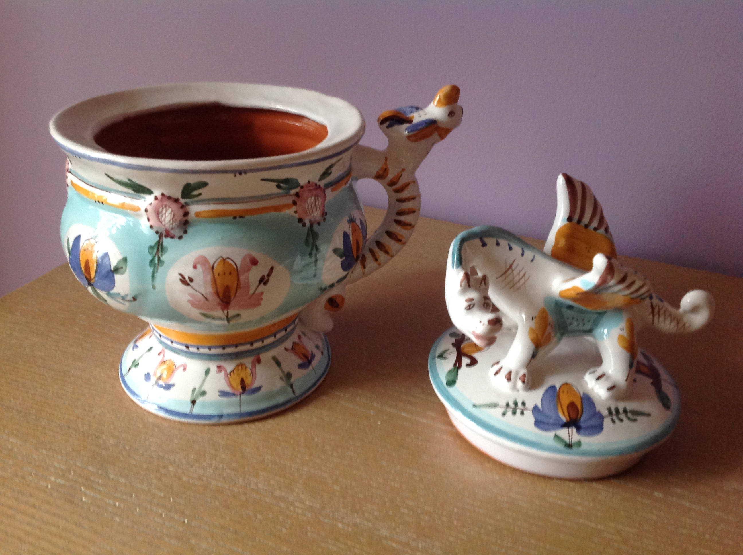 Vintage Gzhel Russian Studio Art Pottery Ceramic Covered Lidded Jar ...