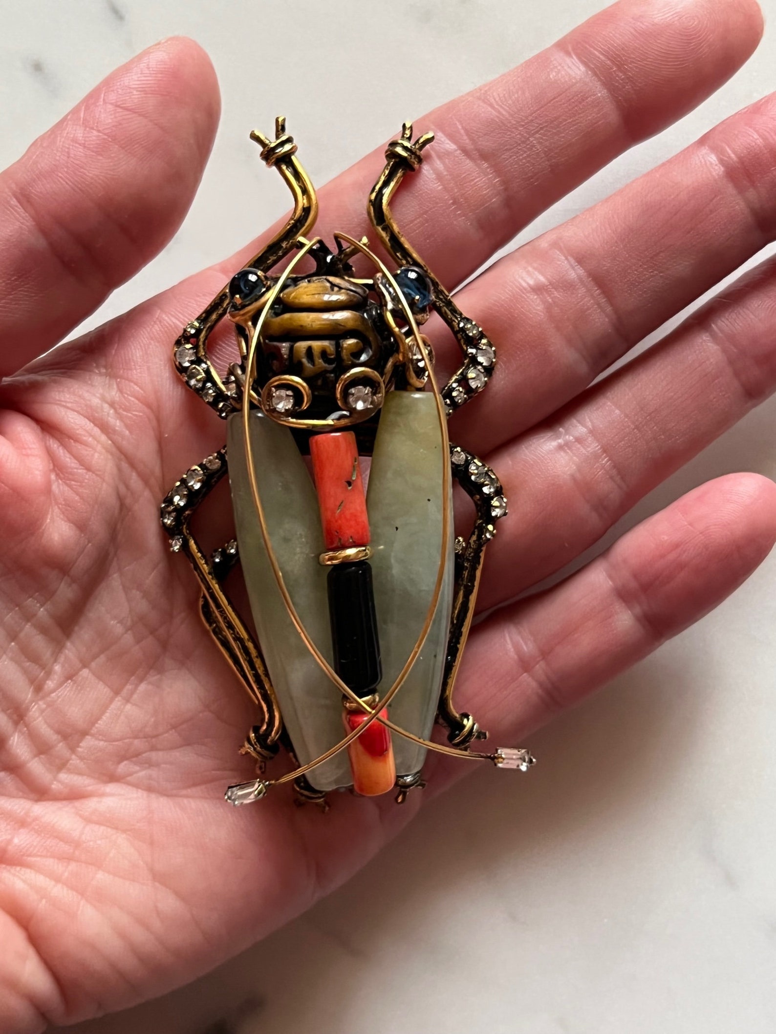 Vintage IRADJ MOINI Large Beetle Bug Insect Brooch Pin Costume Designer ...