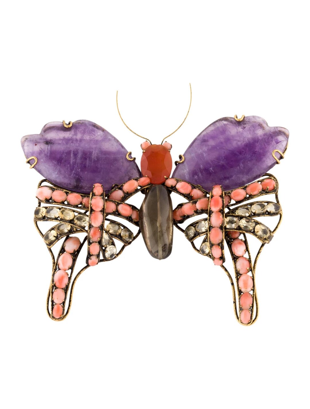 IRADJ MOINI Large Huge Amethyst Butterfly Insect Bug Brooch Pin Vintage ...