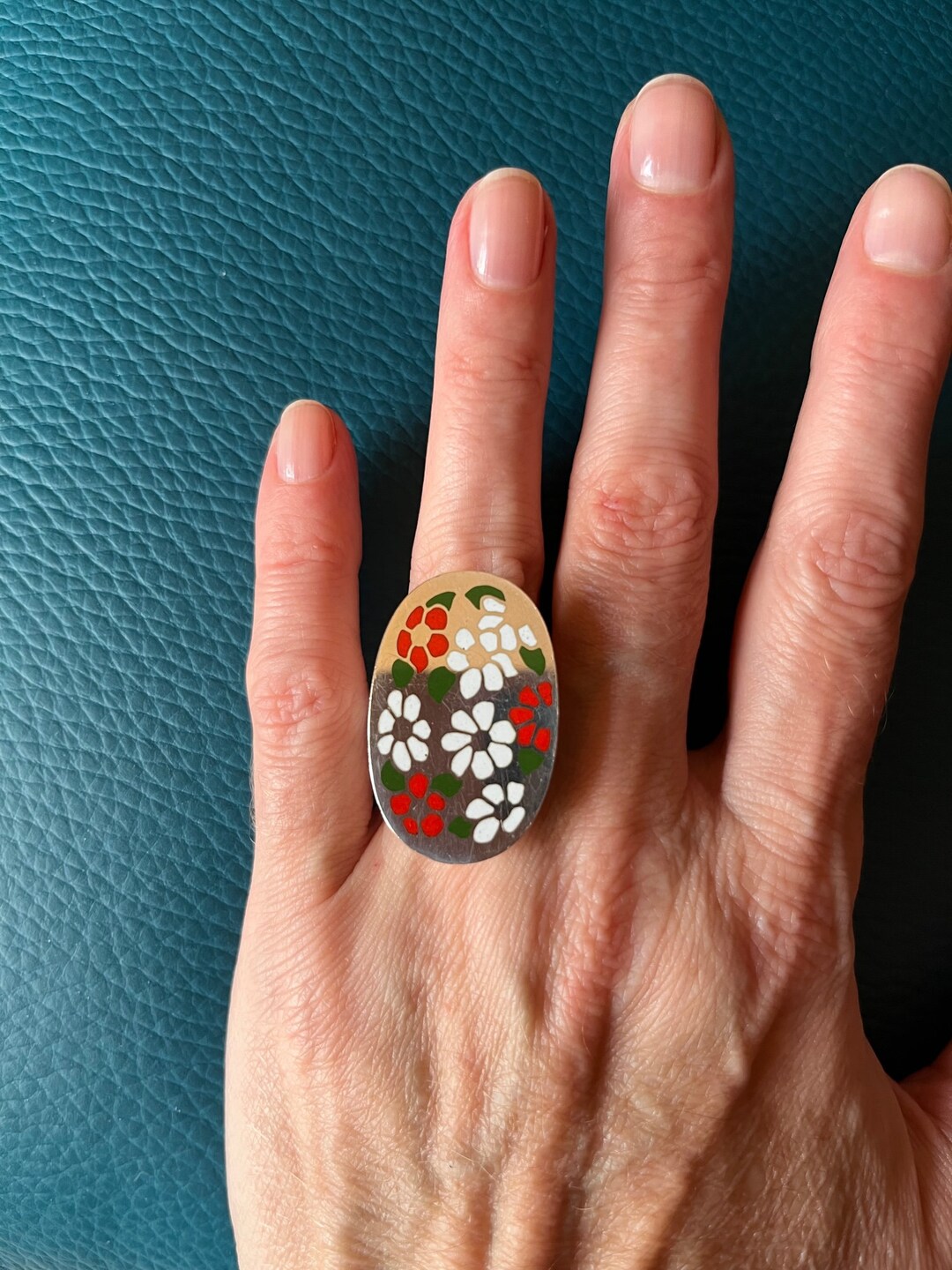 Vintage 1960s Astrid Fog for Georg Jensen Sterling Silver Enamel Ring ...