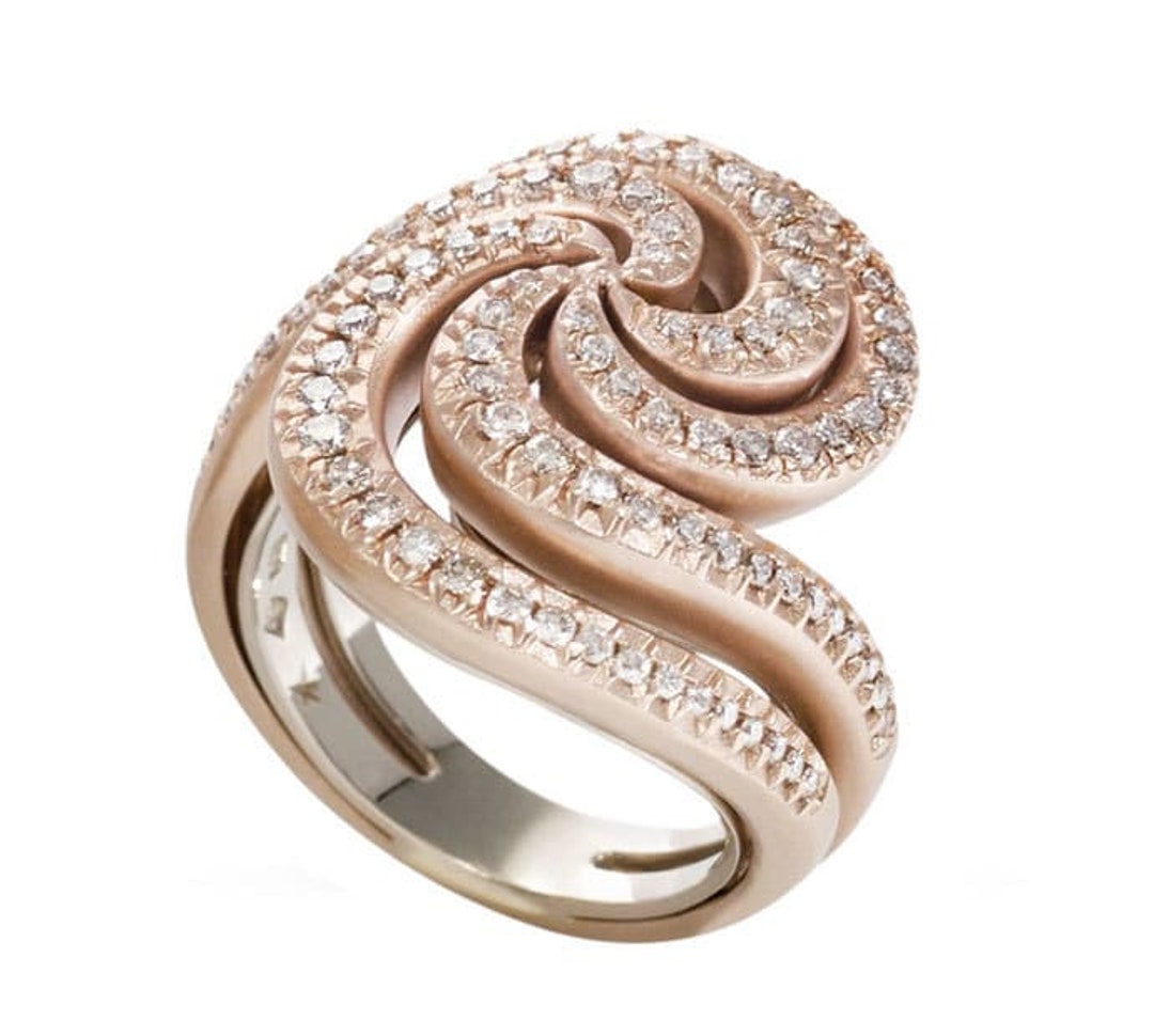 H. Stern IRIS 18K Rose Pink Gold Pave Diamonds Designer Statement ...