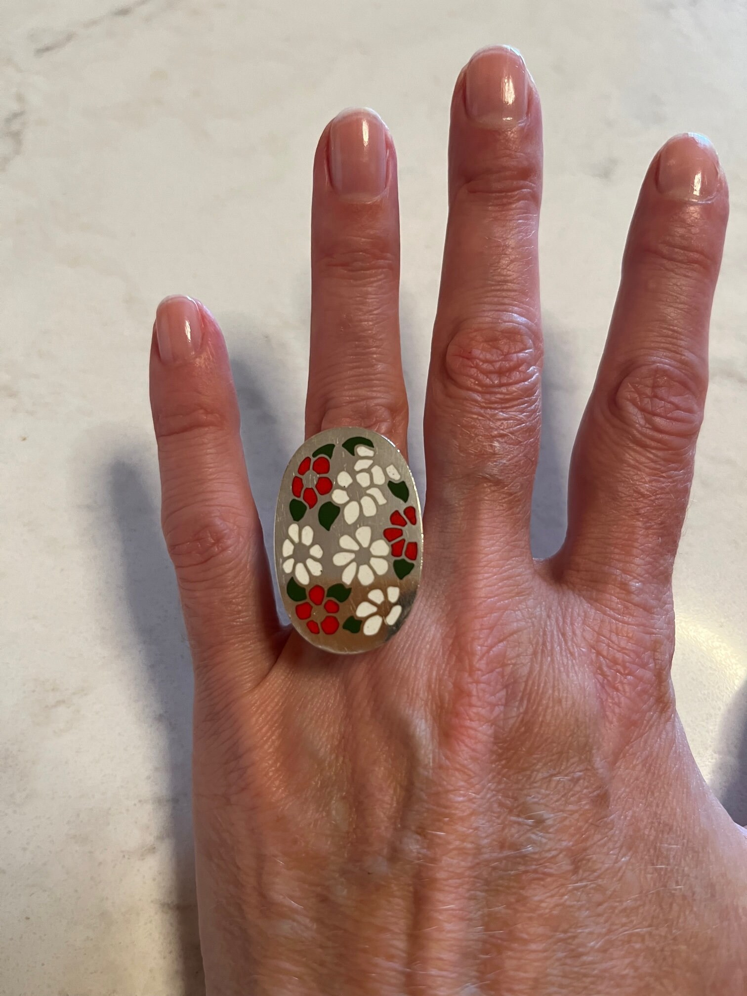 Vintage 1960s Astrid Fog for Georg Jensen Sterling Silver Enamel Ring ...