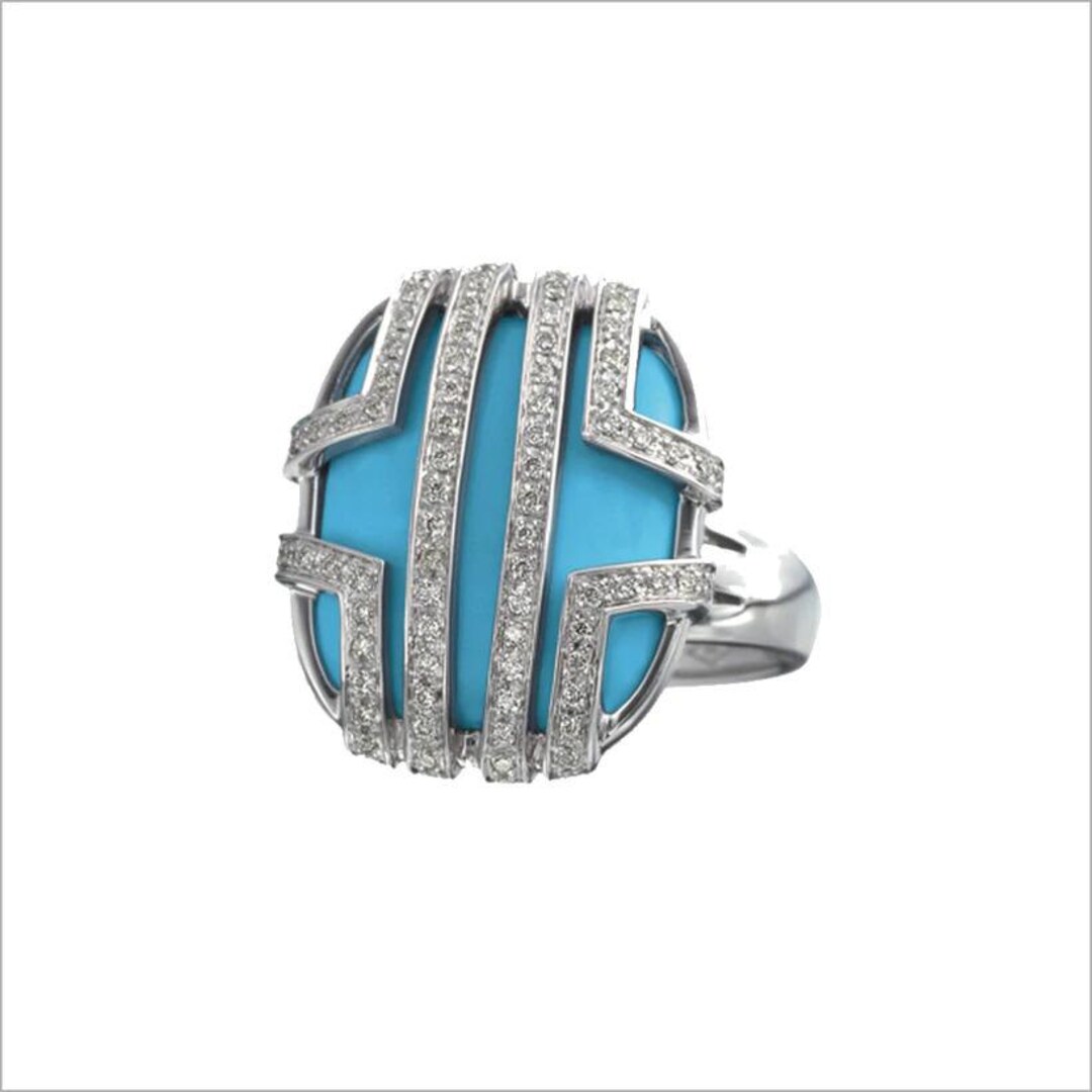 Vintage Di Modolo Italy Favola 18K White Gold Turquoise Pave Diamonds ...