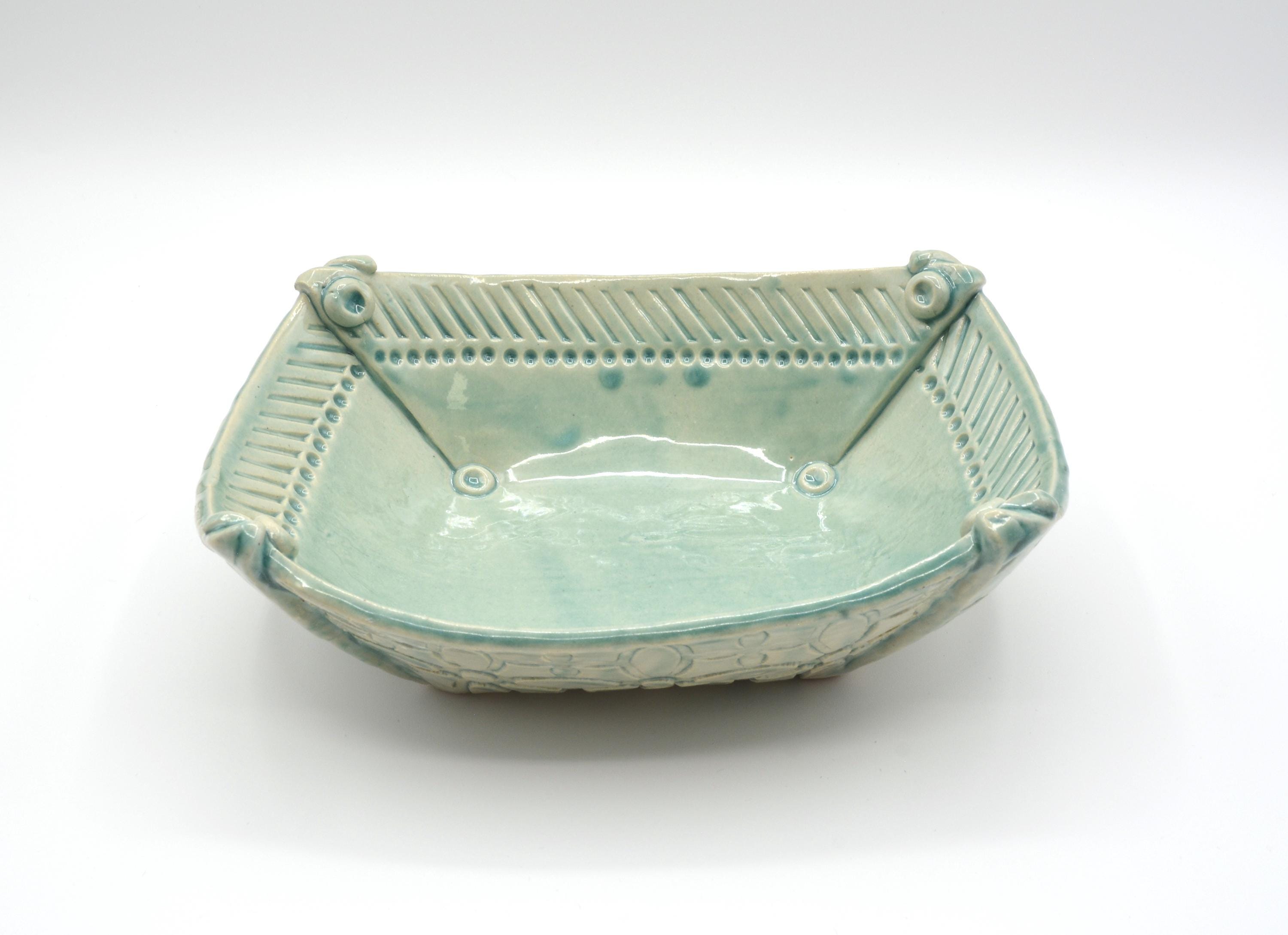 Folded Slab Bowl Handmade Pottery, Textured Hand Built Dish, Stoneware ...