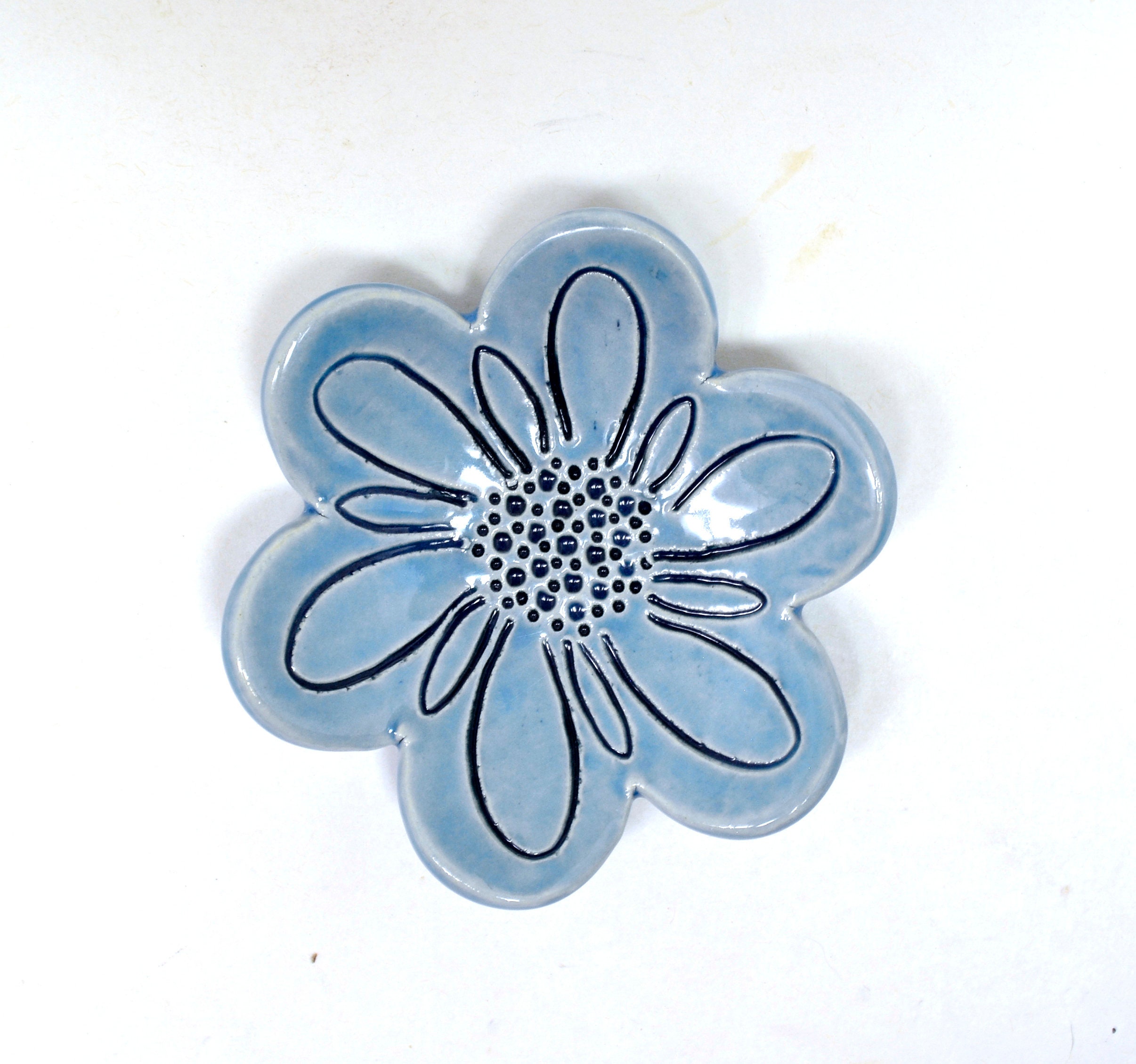 Flower Trinket Dish Handmade Pottery Ring Holder, Ceramic Flower Spoon ...