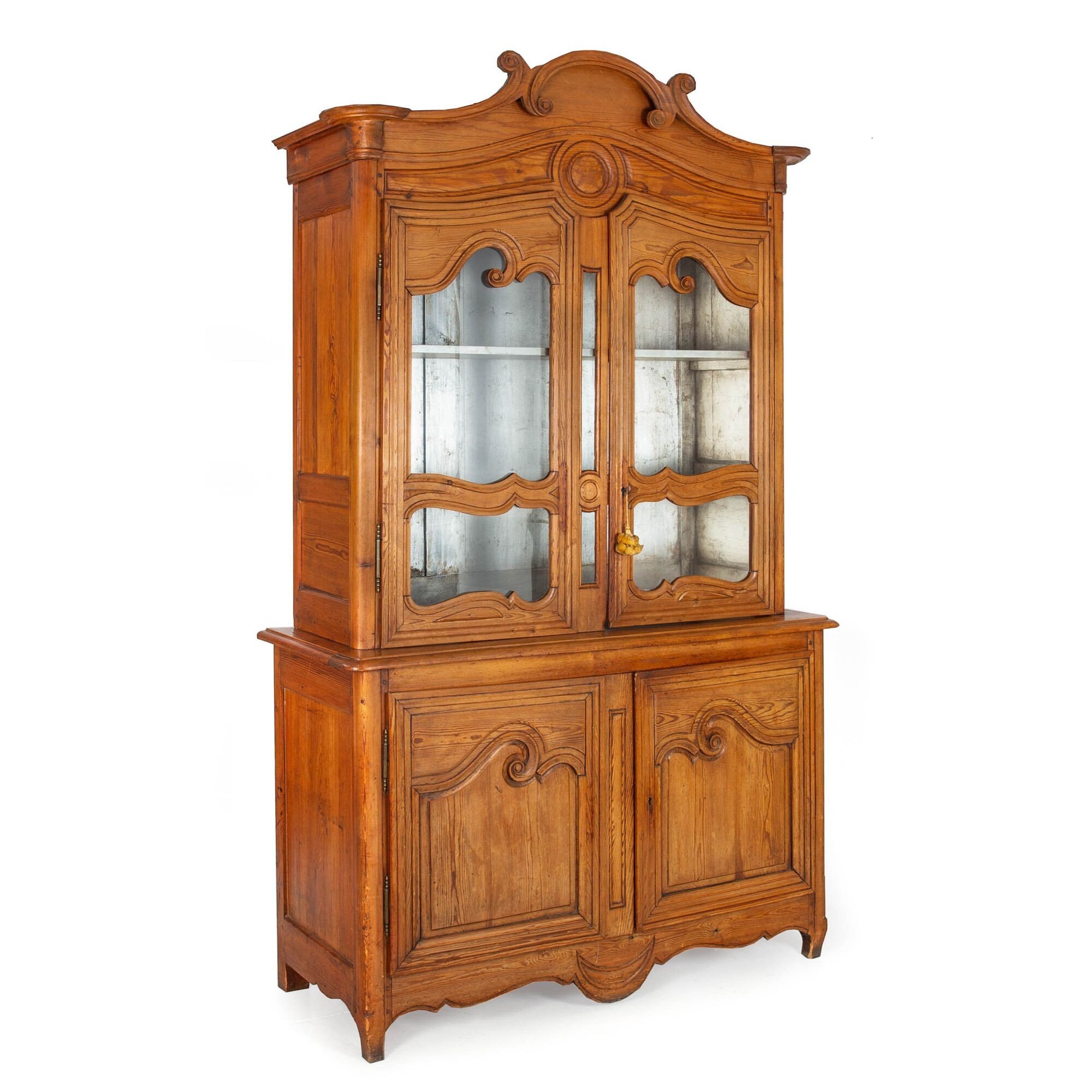 French Provincial Waxed Pine Bookcase Display Cabinet Cupboard - Etsy
