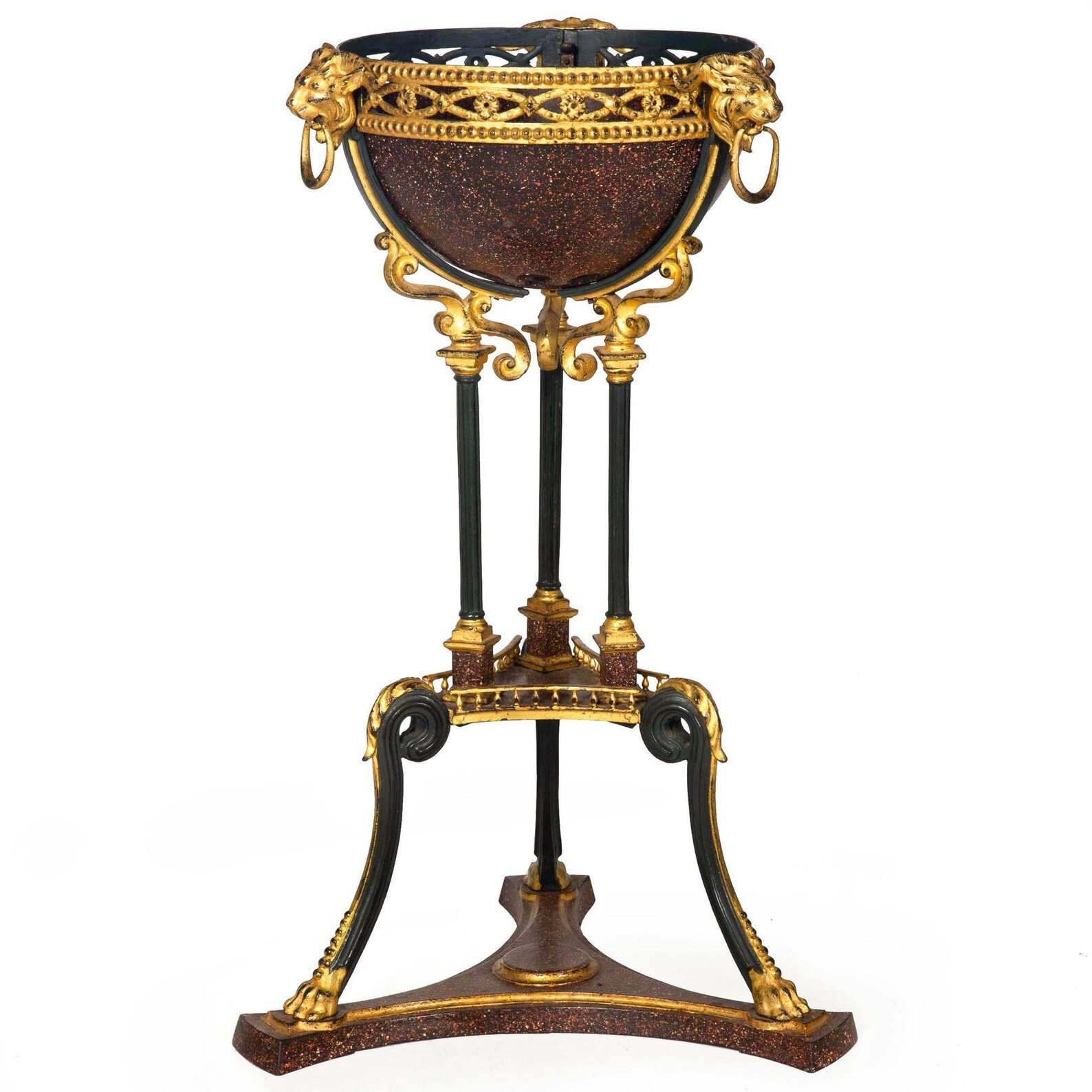 Regency Style Gilt and Faux Porphyry Iron Athenienne Jardinierre Plant ...