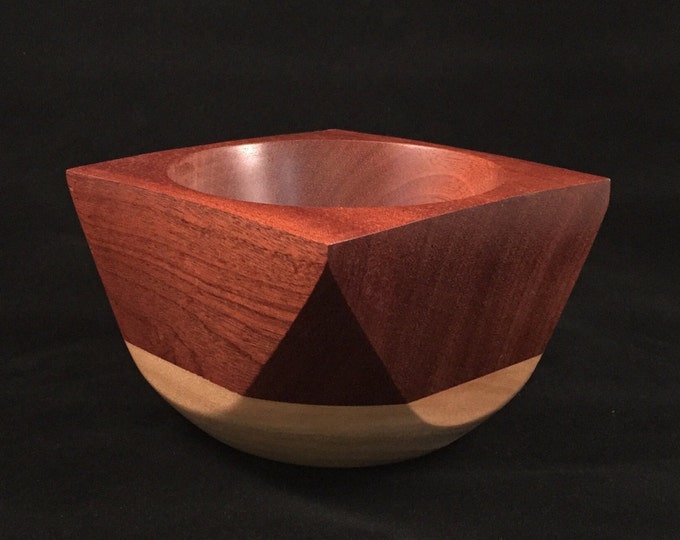 Wood Square Bowl Sapele and Poplar Hand Turned - Etsy