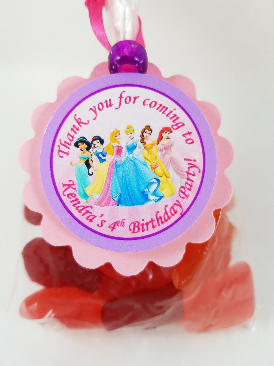 Personalized Disney Princess 2 Scallop Birthday Favor Bag Tag ...