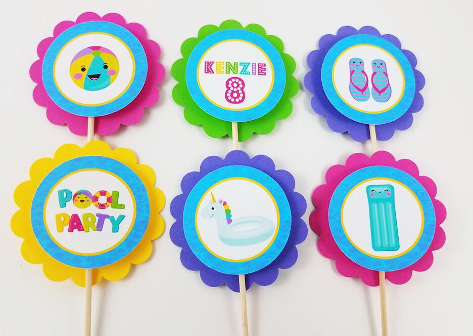Personalized Girly Pool Party 2 Scallop Birthday Cupcake | Etsy
