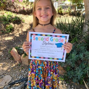 Second Grade Diploma Fill in the Blanks by Hand PRINT AT HOME Digital ...