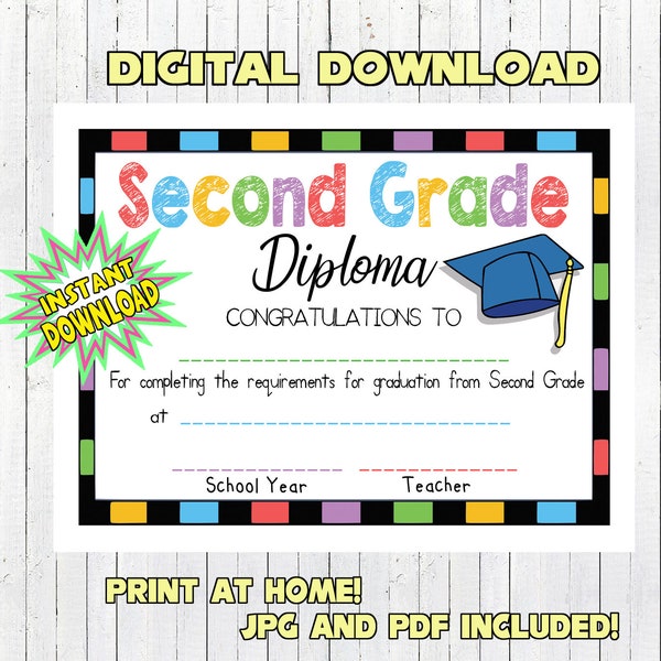 Second Grade Diploma - Etsy