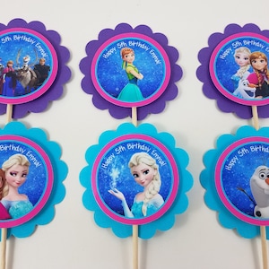 Personalized Frozen Movie Elsa Anna Olaf 2" Scallop Birthday Mix N ...