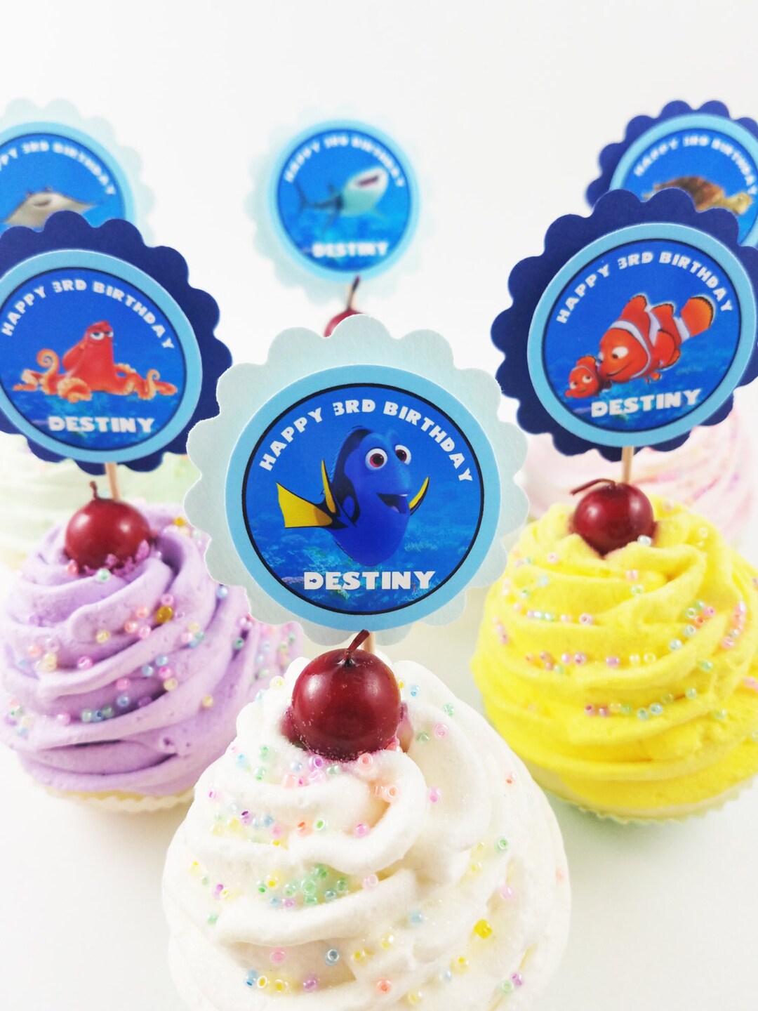 Personalized Finding Dory 2" Scallop Mix N Match Birthday Cupcake ...