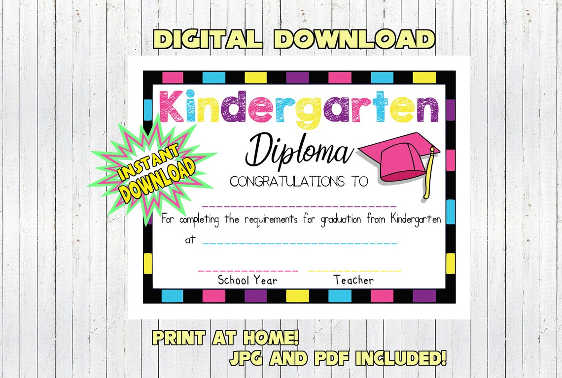 Kindergarten Graduation Diploma Fill in the Blanks by Hand - Etsy